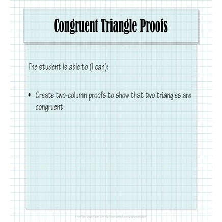 2.7.4 Congruent Triangle Proofs | PPT