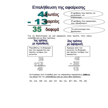 Η επαλήθευση της αφαίρεσης | DOC