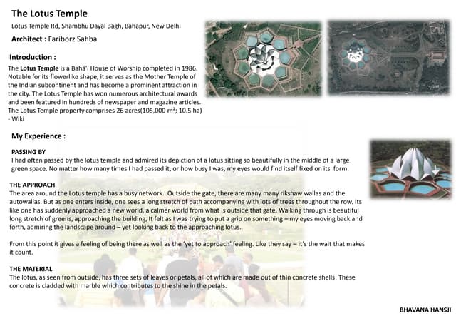 Lotus temple case study by Anjali Sethiya | PDF