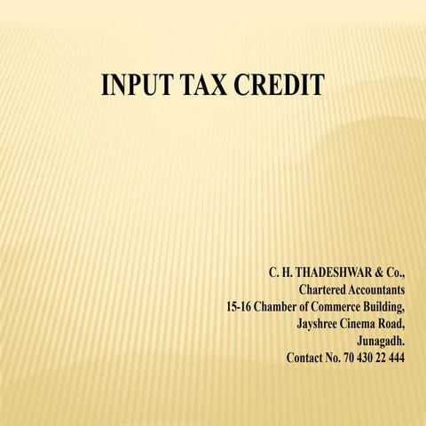 Input Tax Credit (itc) Under GST Provision | PDF