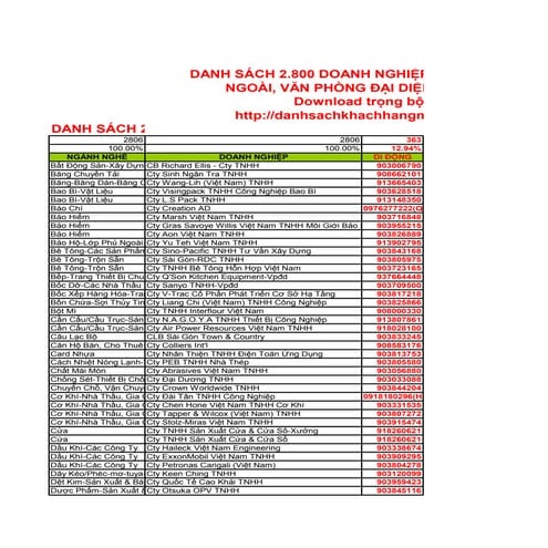 DANH SACH CTY TRONG KCN VISIP I BINH DUONG | PDF