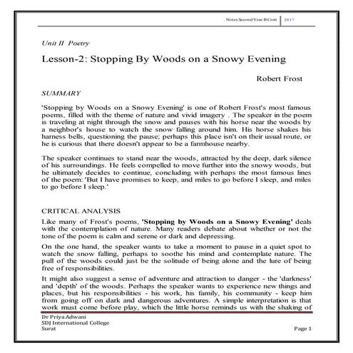 2. stopping by woods | DOCX | Bereavement | Family and Relationships