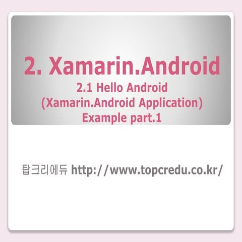2 Xamarin Android 2 1 Hello Android Xamarin Android Application Example Part 1 Ppt