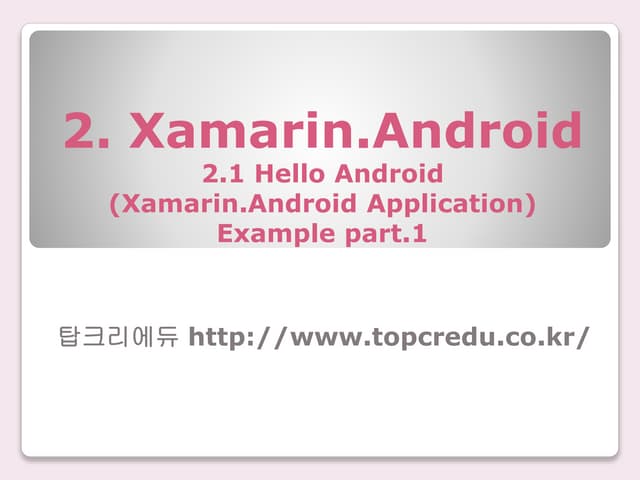 2 Xamarin Android 2 1 Hello Android Xamarin Android Application Example Part 1 Ppt
