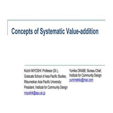 Concepts of systematic value addition | PPT