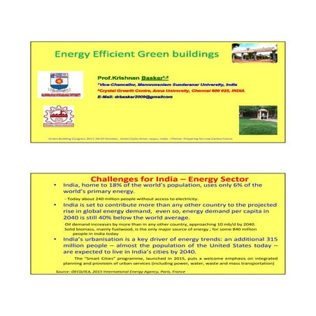 Presentation on Energy efficient Green Buildings | PDF
