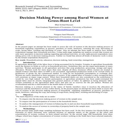 2.[18 23]decision making power among rural women at gross-root level | PDF