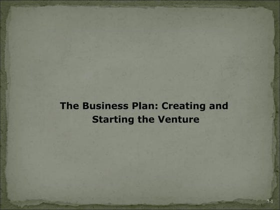 BUSINESS PLAN (CREATING AND STARTING THE VENTURE) | PPT