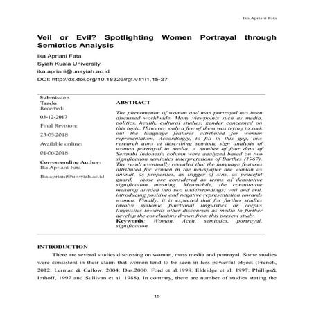 2. vol 11 no 1 ika apriani fata_veil or evil_15.28 - copy | PDF | Islam | Religion & Spirituality