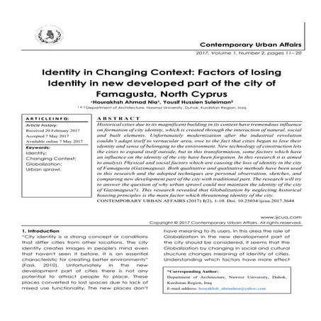 Identity in Changing Context: Factors of losing Identity in new ...