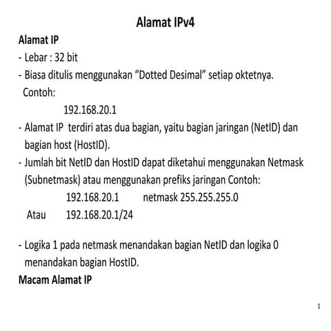 Alamat ipv4 | PPT