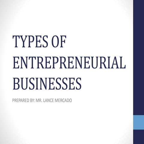 Types of Entrepreneurial Businesses | PPTX