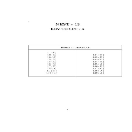 NEST 2013 Answer Key | PDF