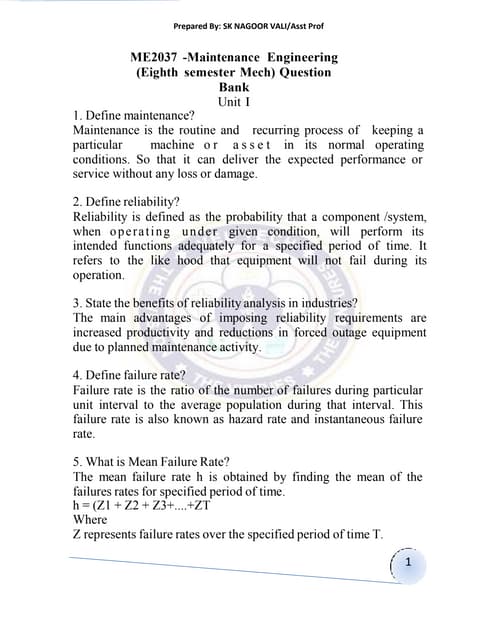 Maintenance history and evolution | DOCX | Mechanical and Industrial ...