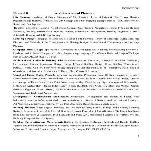TS PGECET Architecture 2018 Syllabus | PDF