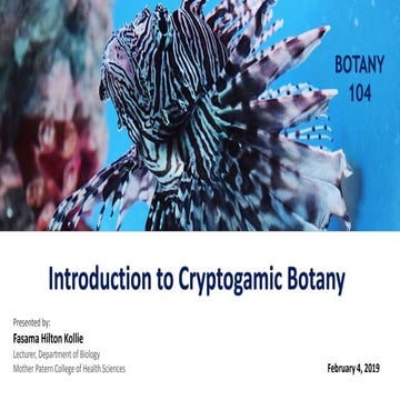 Introduction to Cryptogamic Botany | PPTX
