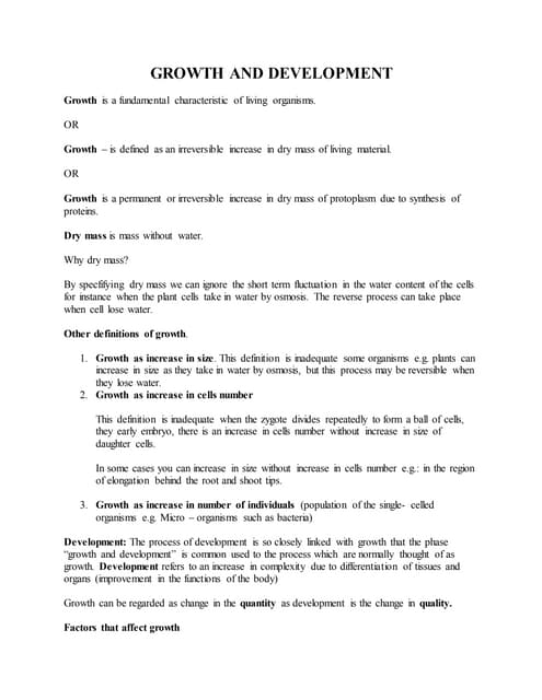 Growth and development its definition, growth curve and factors ...