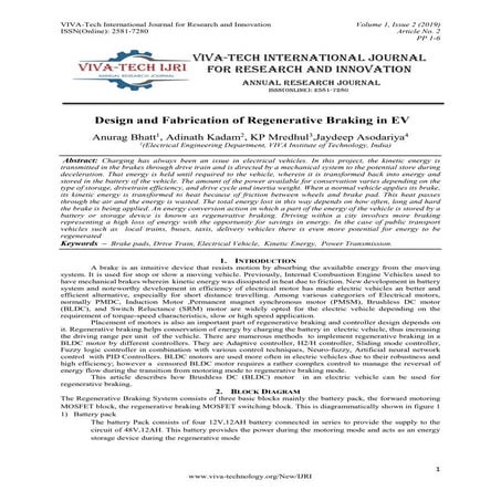Design And Fabrication Of Regenerative Braking In Ev Pdf