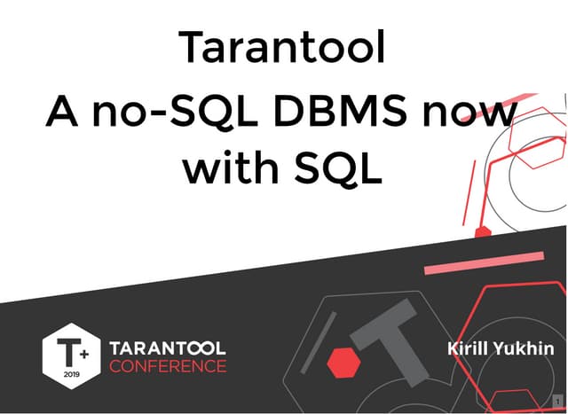 Tarantool теперь и с Sql Ppt