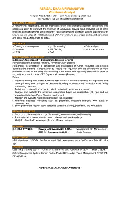 Resume for Job Application of Almira Arfa | PDF | Automotive Industry | Industries