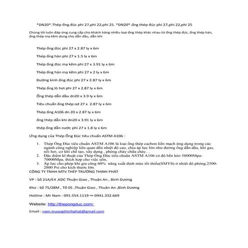 *DN20*.Thép ống đúc phi 27,phi 22,phi 25. *DN20*.ống thép đúc phi 27,phi 22,phi 25 | PDF