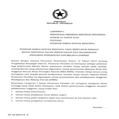 Lampiran I Perpres Nomor 33 Tahun 2020 Pdf