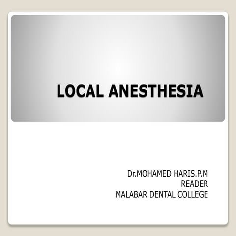 Mechanism of local anesthesia | PPTX