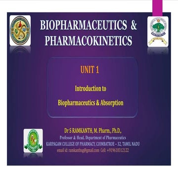 INTRODUCTION TO BIOPHARMACEUTICS & ABSORPTION | PPT
