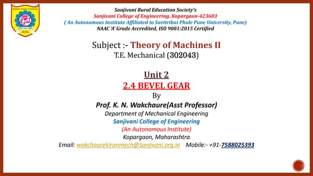 Unit ii bevel gears | PPT