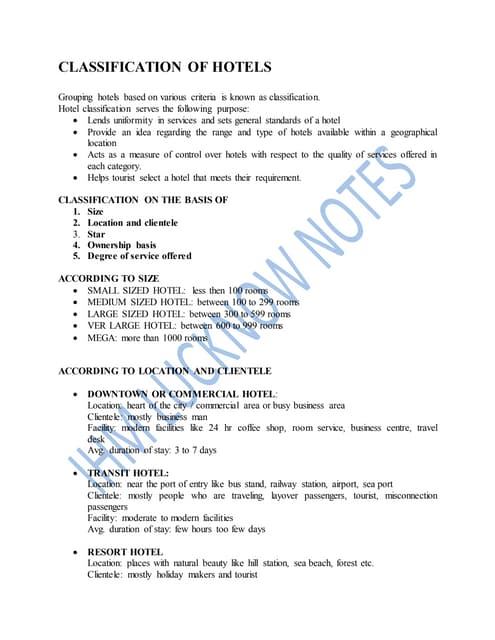 The classification of hotels | PPT