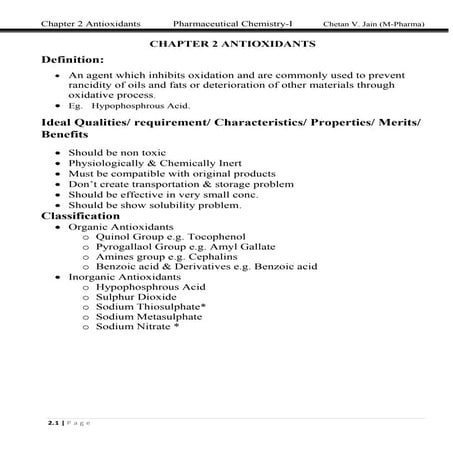 Chapter No 2 : Antioxidants | PDF