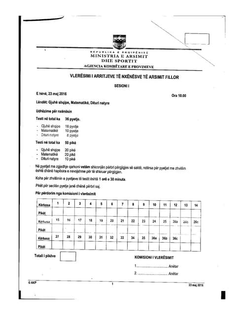 Modele testesh per kl i | PDF
