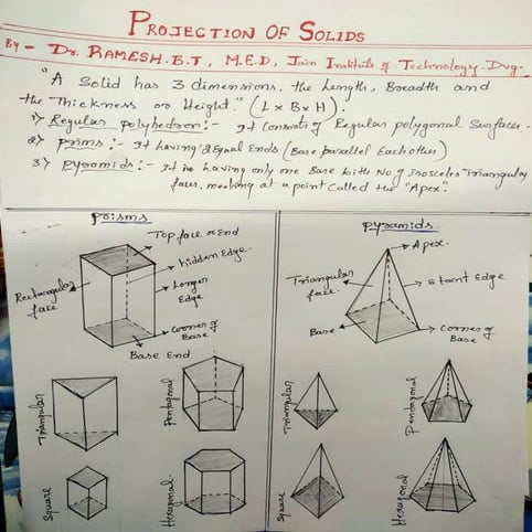 Projection of Solids- Engineering Graphics | PDF