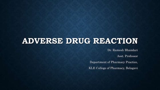 Adverse drug reactions | PPT