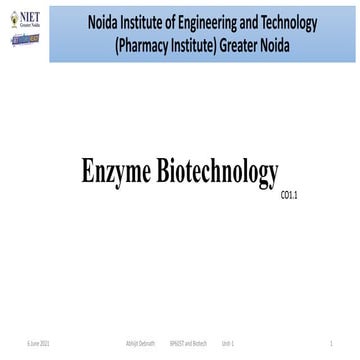 Enzyme Biotechnology | PPTX