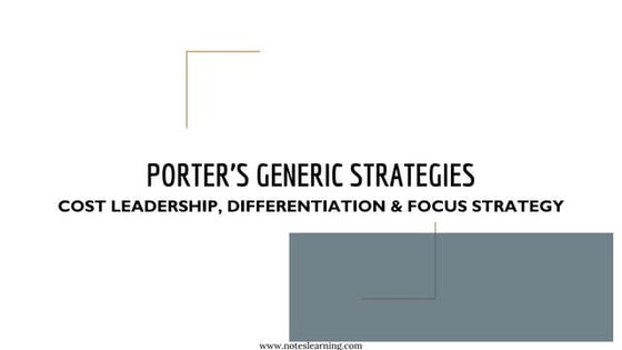 GENERIC COMPETITIVE STRATEGIES | PPT