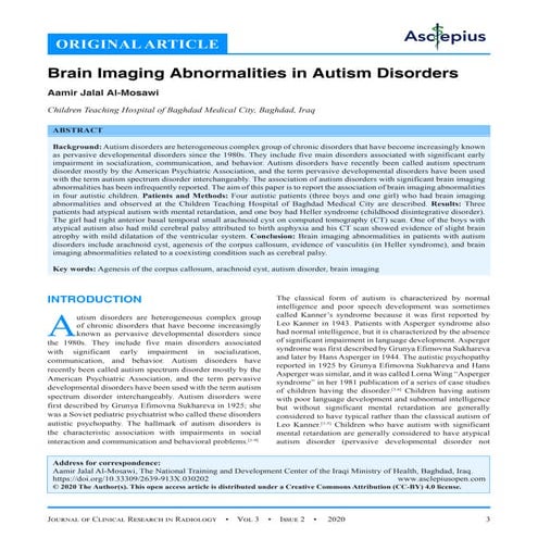 Brain Imaging Abnormalities in Autism Disorders | PDF