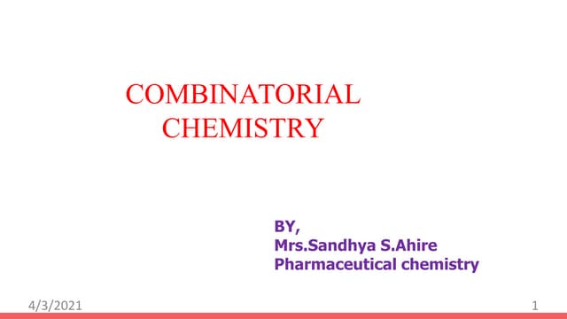 Combinatorial Chemistry Pptx Chemistry Science