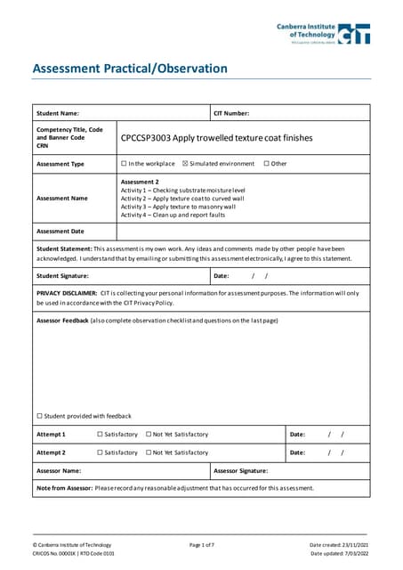 Practical Assessment-measurments and calculations | PDF