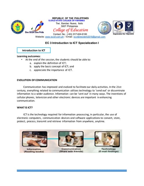 Lesson 1: Introduction to Information and Communication Technology | PPTX