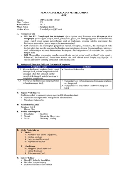 RPP IPA KELAS 7 SMP Bab 4. suhu dan perubahannya | PDF