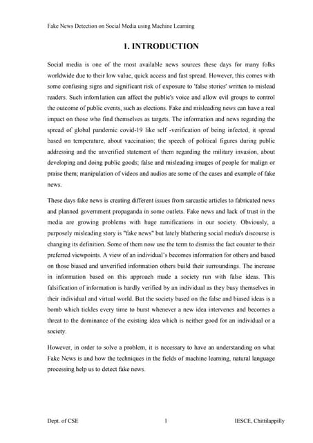 Fake News Detection Using Machine learning algorithm | PPTX | Computing | Technology & Computing