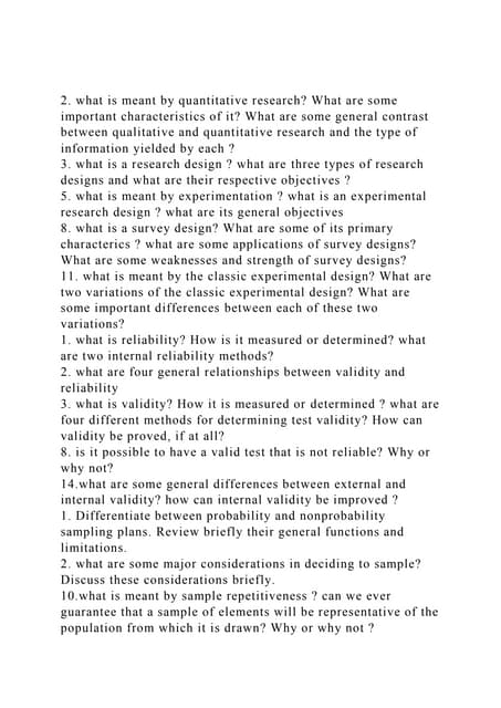 Business research methods - Question Bank | PDF