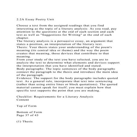 2.2A Essay Poetry Unit Choose a text from the assigned reading.docx