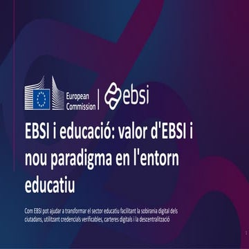 EBSI i educació: valor d'EBSI i nou paradigma en l'entorn educatiu | PDF