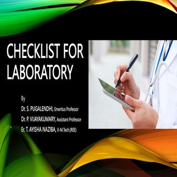 2.Checklist for Laboratory.pptx | Indoor Environmental Quality | Home ...