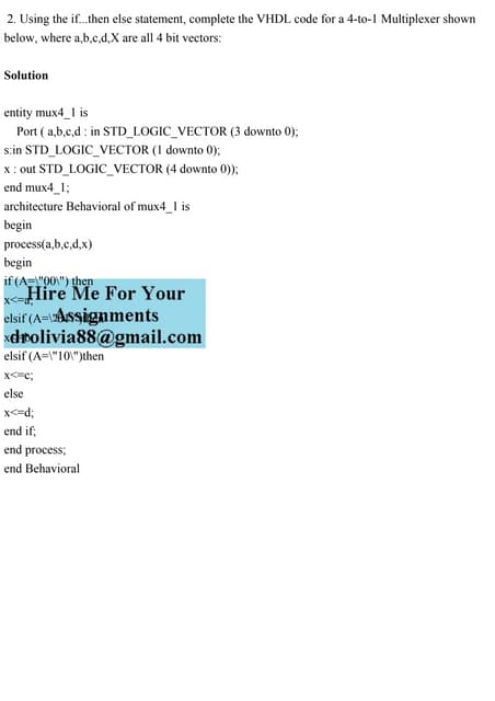 2 Using The Ifthen Else Statement Complete The Vhdl Code For A 4pdf 1054