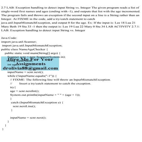 27 Lab Exception Handling To Detect Input String Vs Integer The Gpdf 1328