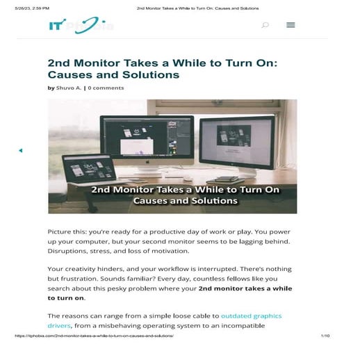 2nd Monitor Takes a While to Turn On: Causes and Solutions | PDF