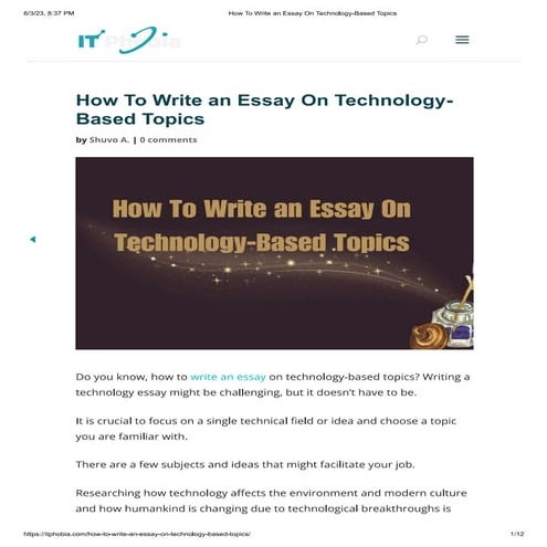 How To Write an Essay On Technology-Based Topics | PDF